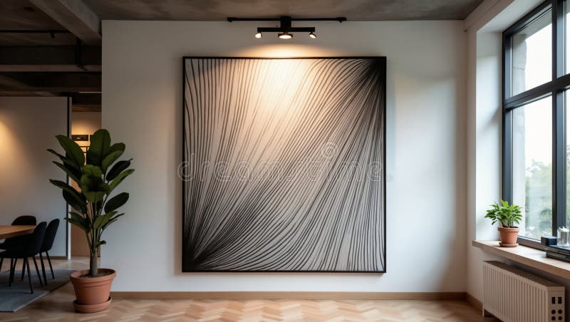 Modern Abstract Art in Office Space Stock Illustration - Illustration ...