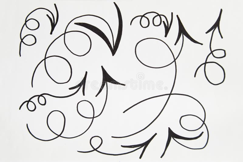 Modern Abstract Art Set of Arrows on White Background. Hand Drawing of ...