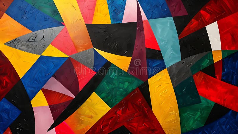 Fractured Spectrum Modern Abstract Art with Three Colors Stock ...