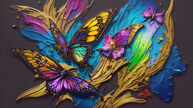 Modern Abstract Art Using a Vibrant Butterfly and Flower Effect ...