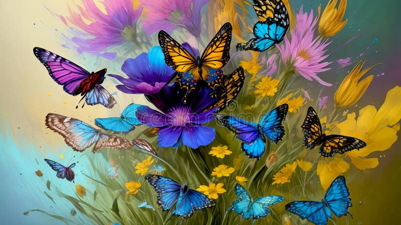 Modern Abstract Art Using a Vibrant Butterfly and Flower Effect ...