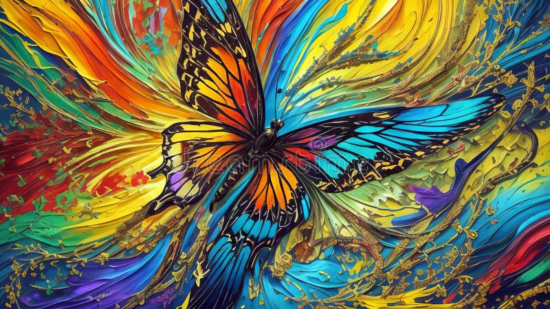 Modern Abstract Art Using a Vibrant Butterfly and Flower Effect ...