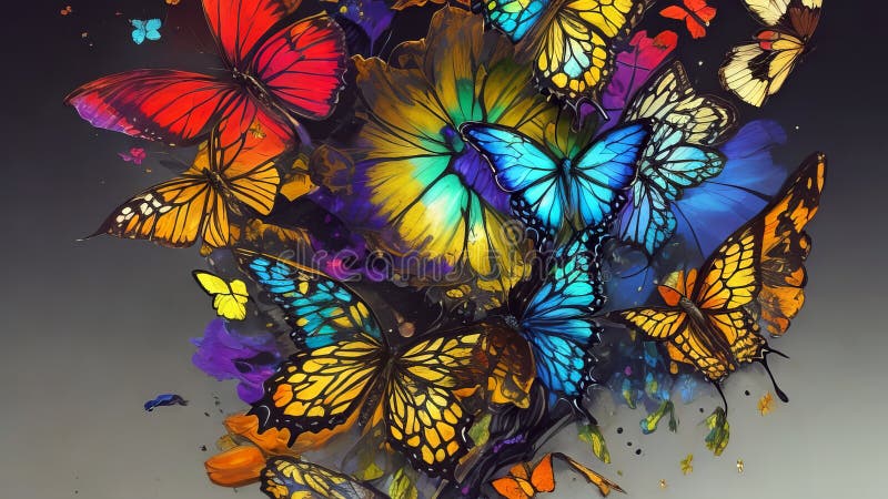 Modern Abstract Art Using a Vibrant Butterfly and Flower Effect ...
