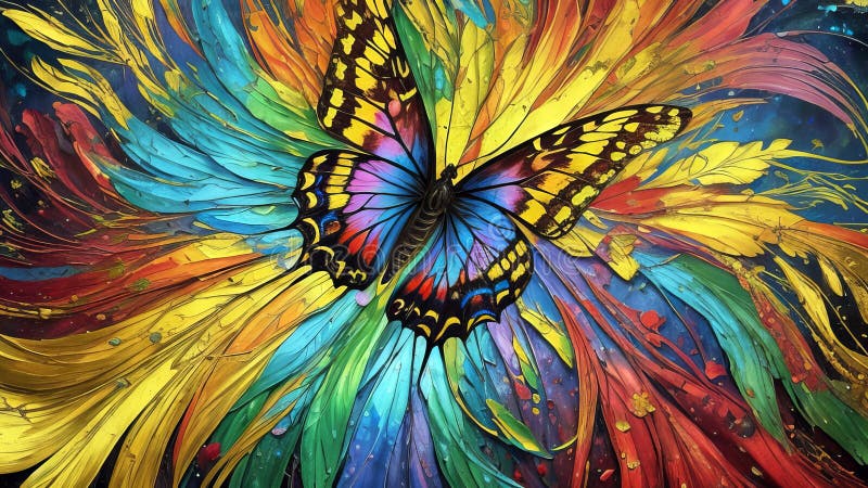 Modern Abstract Art Using a Vibrant Butterfly and Flower Effect ...