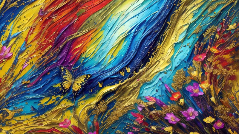Modern Abstract Art Using a Vibrant Butterfly and Flower Effect ...