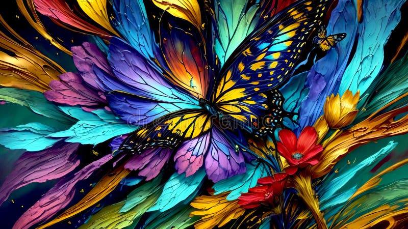 Modern Abstract Art Using a Vibrant Butterfly and Flower Effect ...