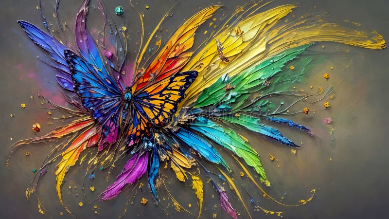 Modern Abstract Art Using a Vibrant Butterfly and Flower Effect ...