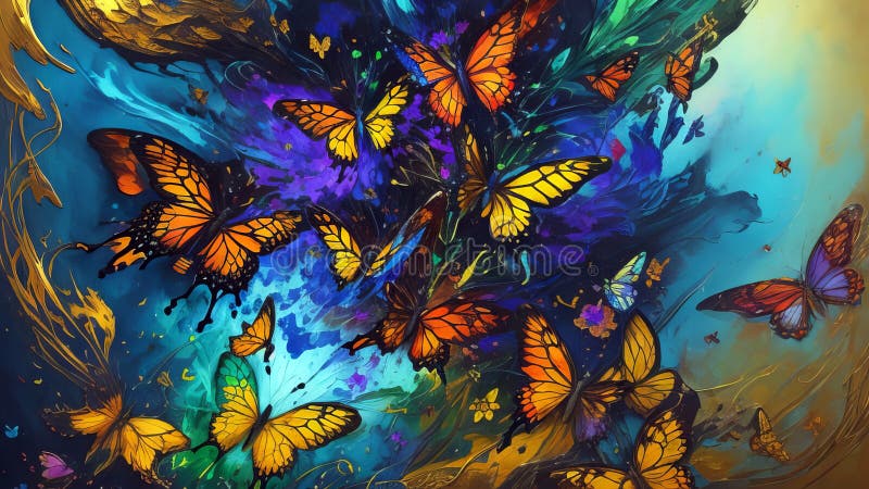 Modern Abstract Art Using a Vibrant Butterfly and Flower Effect ...