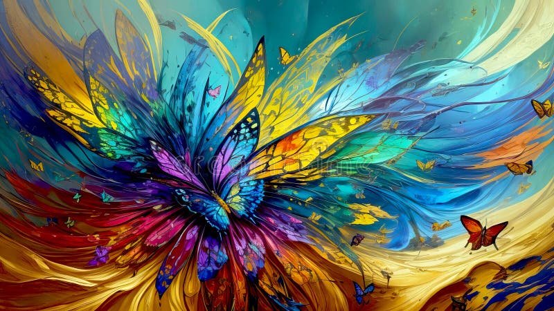 Modern Abstract Art Using a Vibrant Butterfly and Flower Effect ...