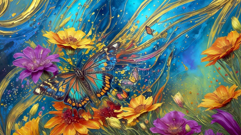 Modern Abstract Art Using a Vibrant Butterfly and Flower Effect ...