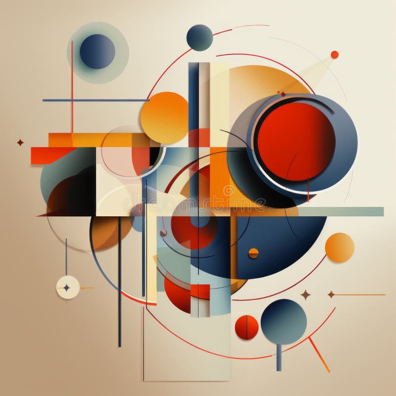 Geometric Abstract Design: Dreamlike Composition with Bauhaus Influence ...
