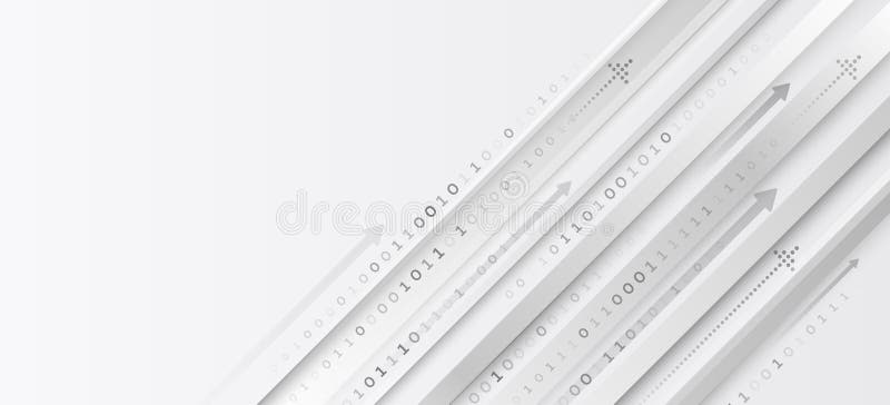 Modern Abstract Background with Binary Code and Diagonal Arrows on a Light Grey Gradient ...