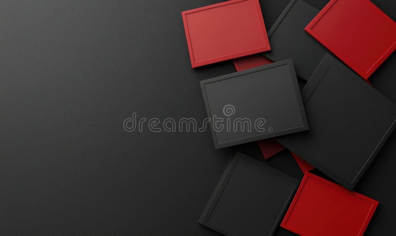 Modern Abstract Background with Black and Red Rectangles on a Dark ...