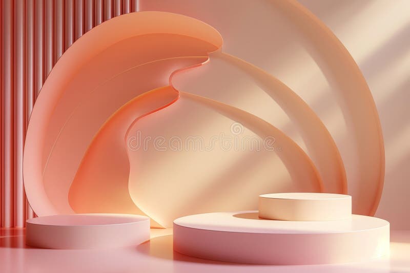 Modern Peach and Cream 3D Shapes Background with Abstract Design Stock ...