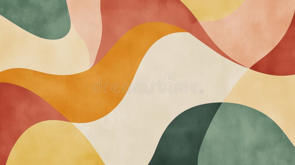 Modern Abstract Background Featuring Overlapping Wavy Shapes in Warm ...