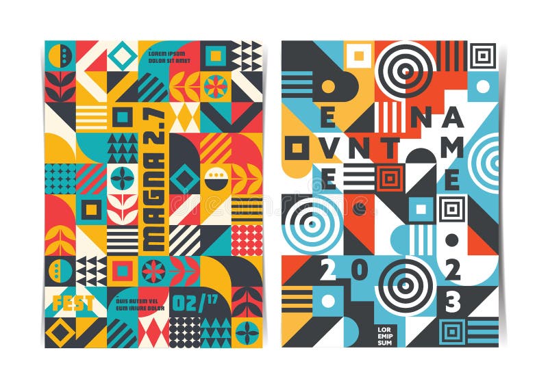 Modern Abstract Background Flyers Template with Geometric Shapes ...