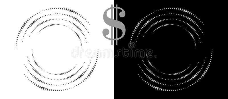 Modern Abstract Background. Halftone DOLLAR Sign in Spiral. Round Logo ...