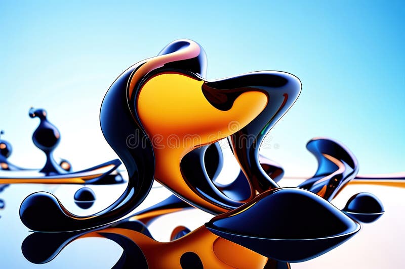 Modern Abstract Background, Liquid Glass, Metal Wavy Figures Stock ...