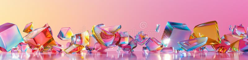 This is a Modern Abstract Banner Featuring Refracting Crystal Shapes in ...