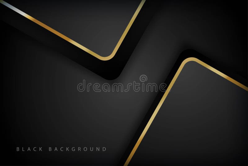 Modern Abstract Black Background with Gold Line Composition Stock ...