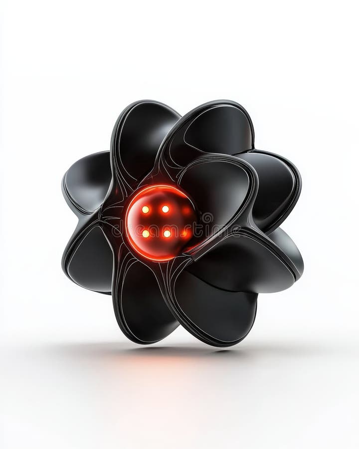 A Modern Abstract Black Flower Design with Glowing Red Center Perfect ...
