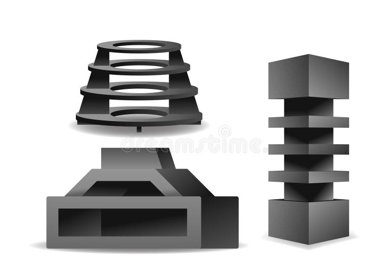 Modern Abstract Black Shelves and Racks in Various Shapes. Unique 3d ...