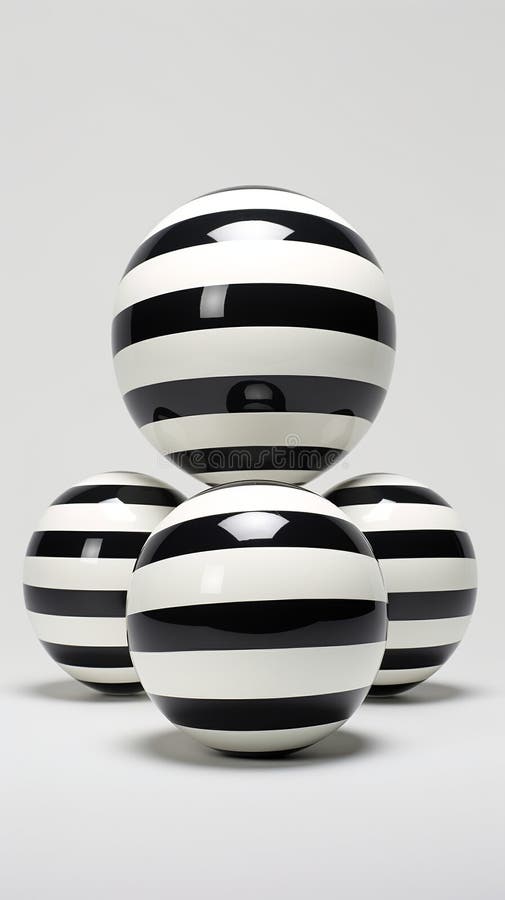 Modern Abstract Black and White Striped Spheres Stock Illustration ...