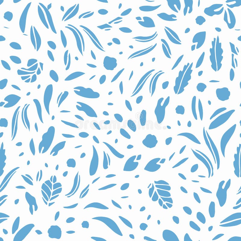 Modern Abstract Blue Leaf Shape Summer Pattern. Colorful Hand Drawn ...