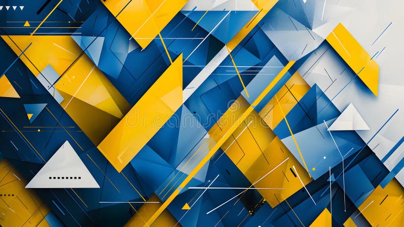 Dynamic Blue and Yellow Geometric Design with Abstract Patterns Stock ...