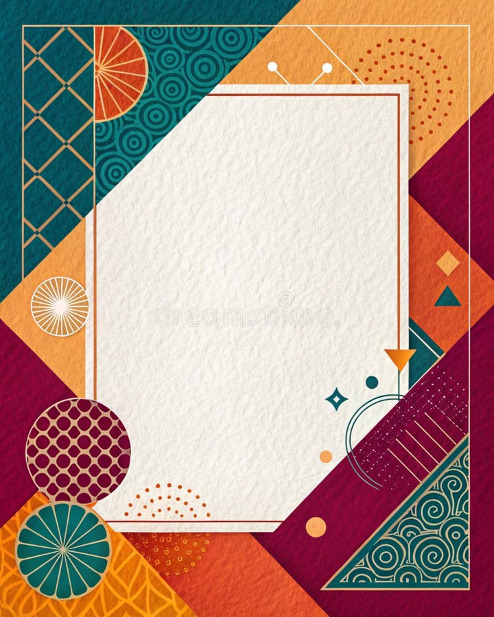 Modern Abstract Border Design with Paper Texture and Fiery Twilight ...
