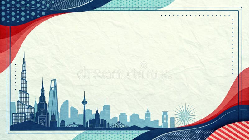 Modern Abstract Border Design with Paper Texture and Mountain Sunset ...