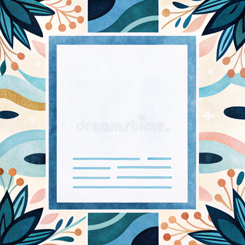 Modern Abstract Border Design with Paper Texture and Ocean Breeze ...