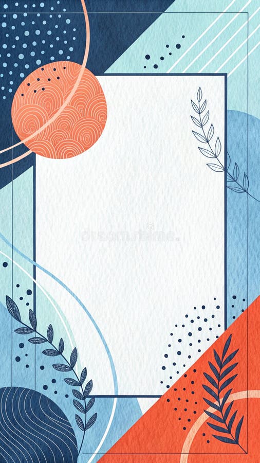 Modern Abstract Border Design with Paper Texture and Oceanic Sunset ...