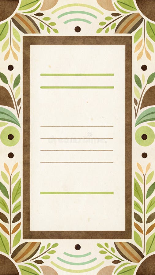 Modern Abstract Border Design with Paper Texture and Olive Garden ...