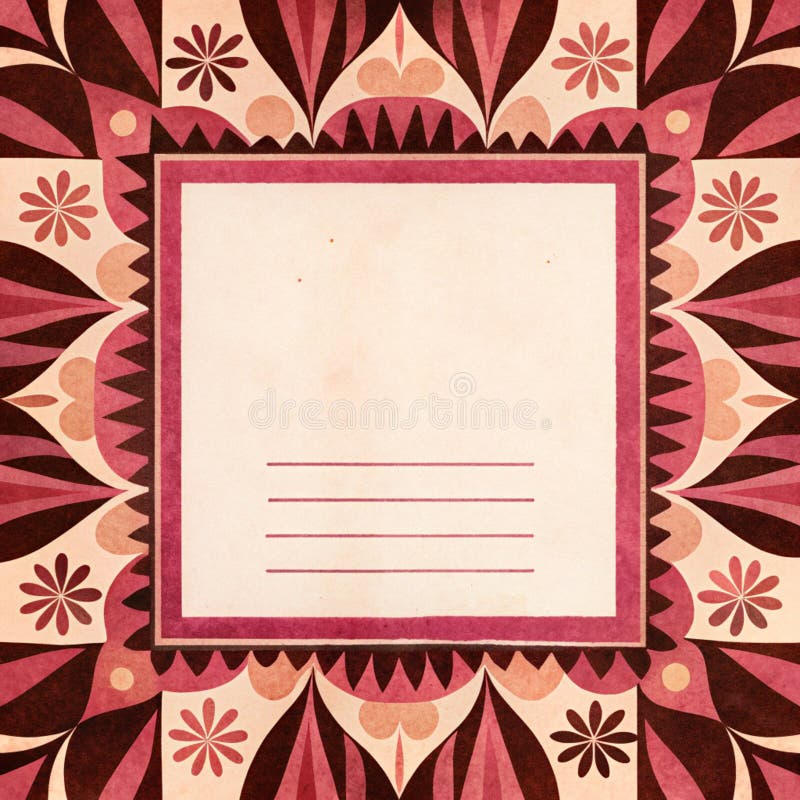 Modern Abstract Border Design with Paper Texture and Rosewood Blush ...
