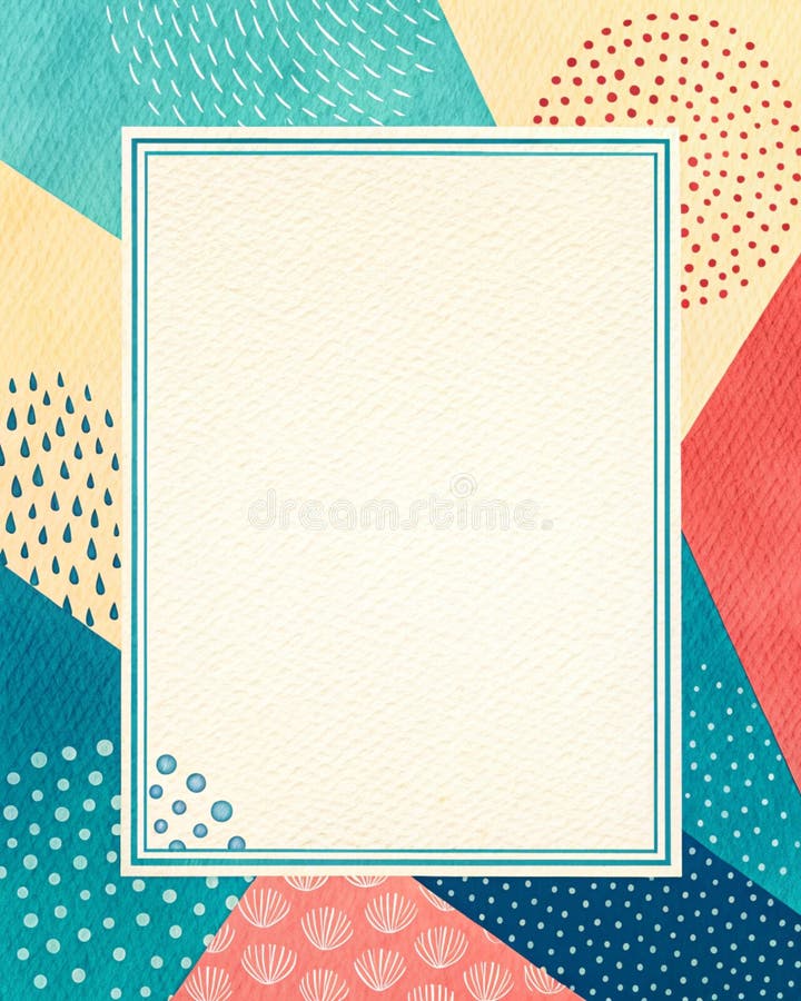 Modern Abstract Border Design with Paper Texture and Tropical Sunrise ...