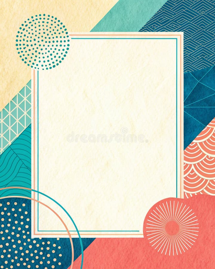 Modern Abstract Border Design with Paper Texture and Tropical Sunrise ...