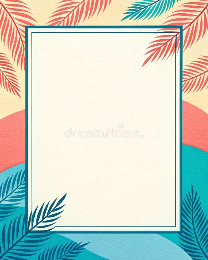 Modern Abstract Border Design with Paper Texture and Tropical Sunrise ...