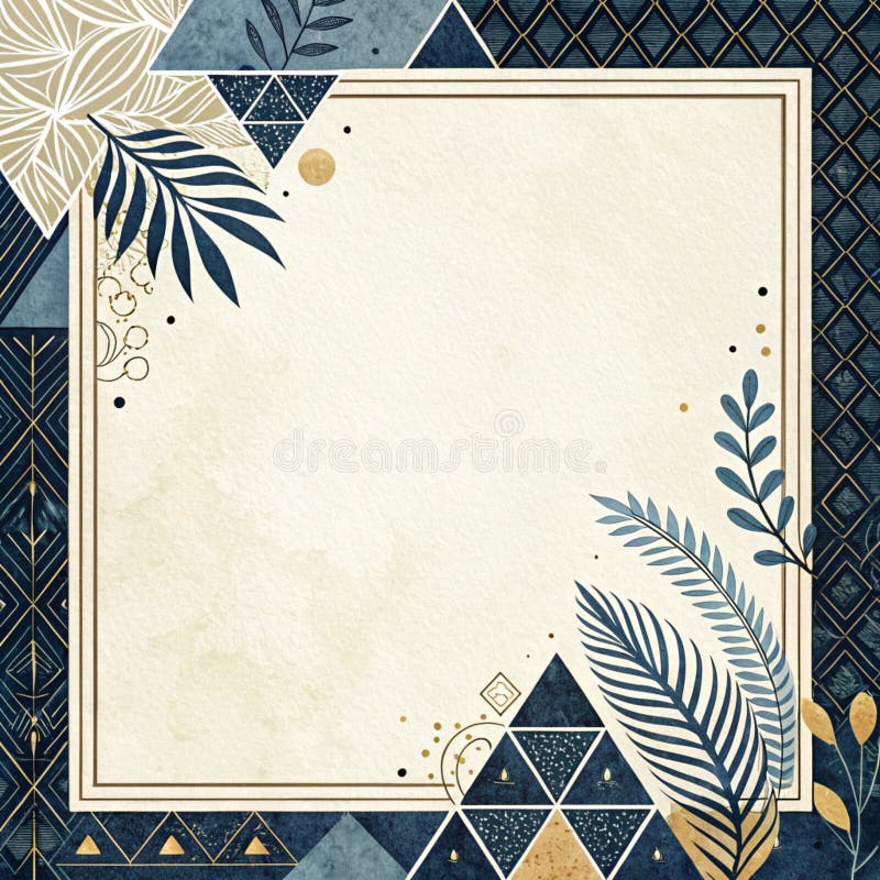 Modern Abstract Border Design with Paper Texture and Twilight Blues ...