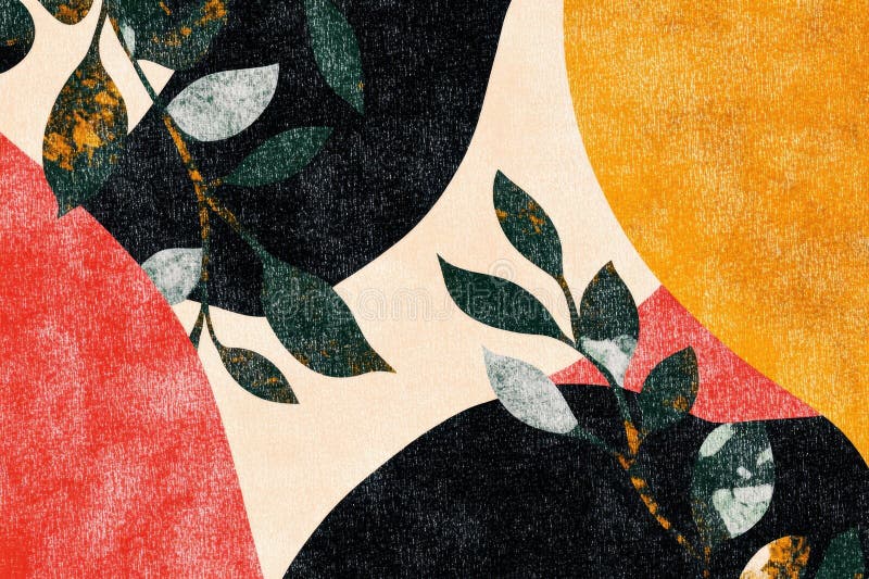 Modern Abstract Botanical Art with Bold Geometric Shapes and Organic ...