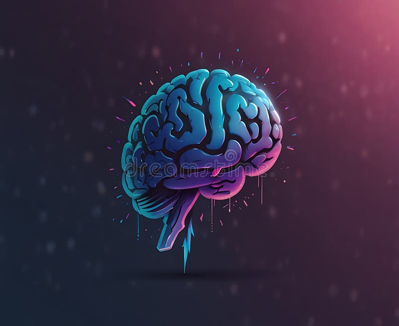 Modern Abstract Brain Design with Neon Highlights Stock Illustration ...