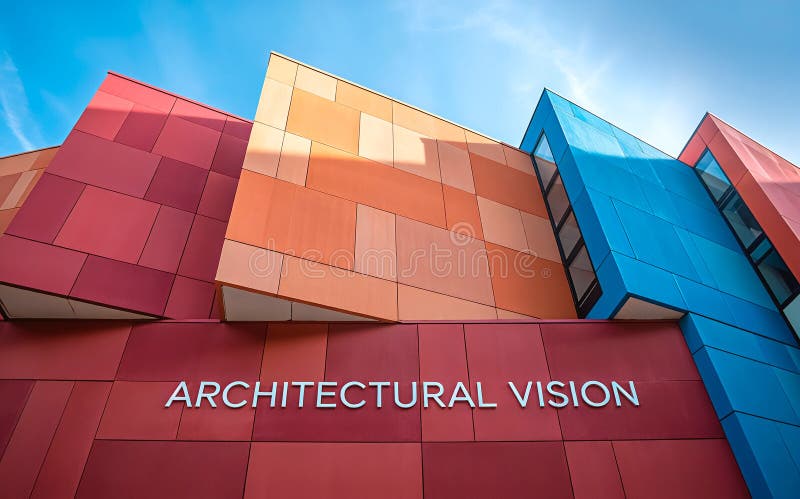 A Modern Abstract Building Facade with Geometric Shapes and Patterns in ...