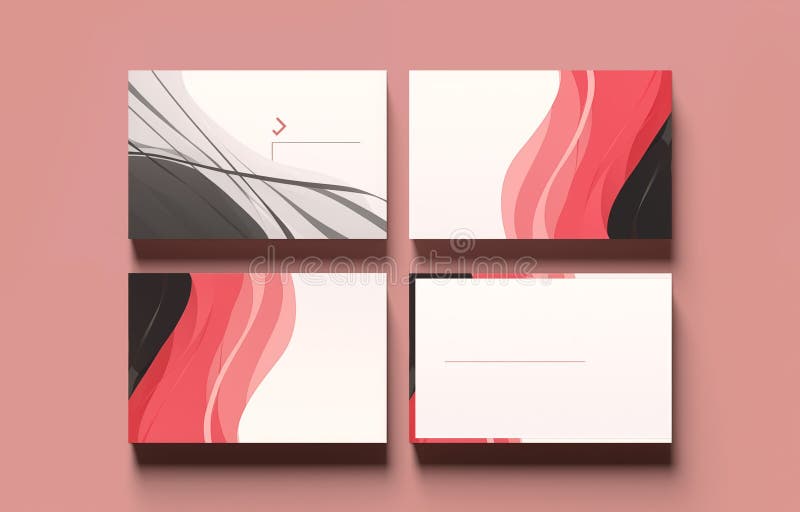 Modern Abstract Business Card Design with Red and Black Waves Stock ...