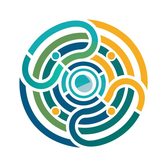 Abstract Circular Logo Design with Interlocking Lines in Teal, Green ...