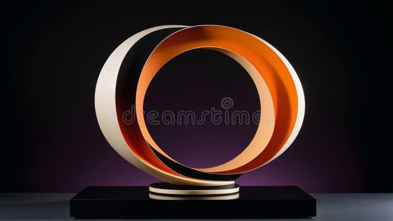 Modern Abstract Circular Sculpture with Bold Colors on Dark Background ...