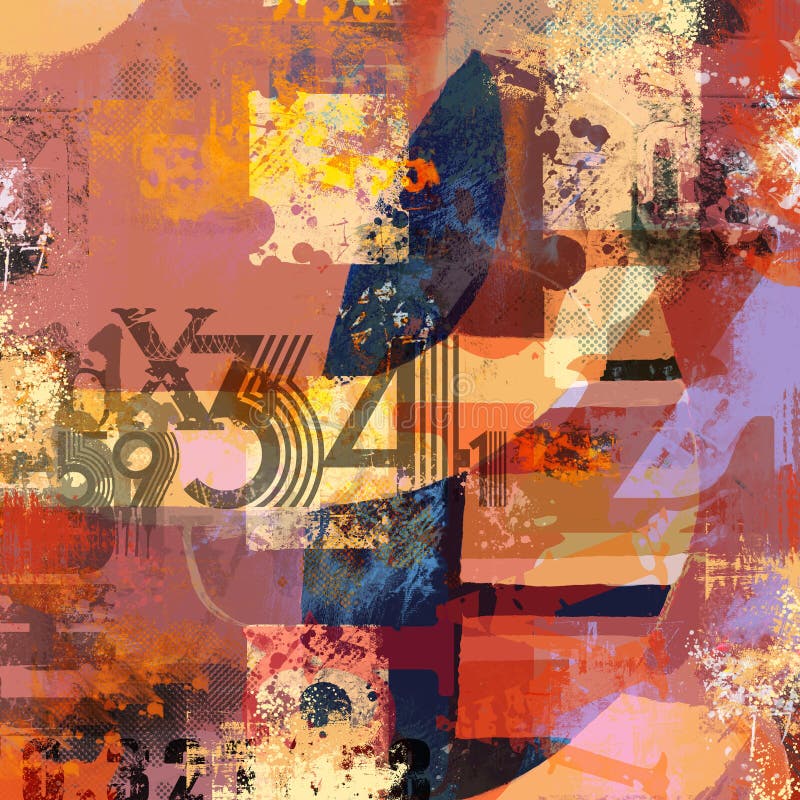Modern Abstract Collage with Grunge and Textured Elements and Forms ...