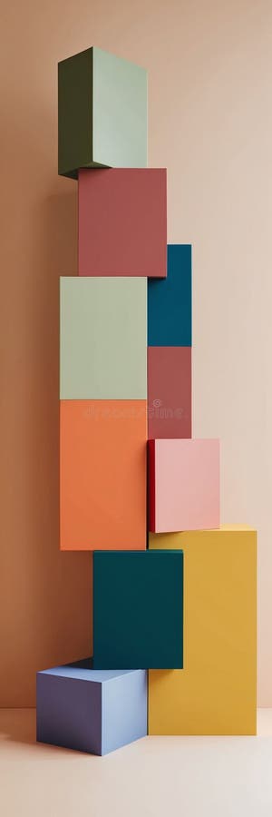 Modern Abstract Color Blocks Stacked Vertically in Harmonious Shades ...