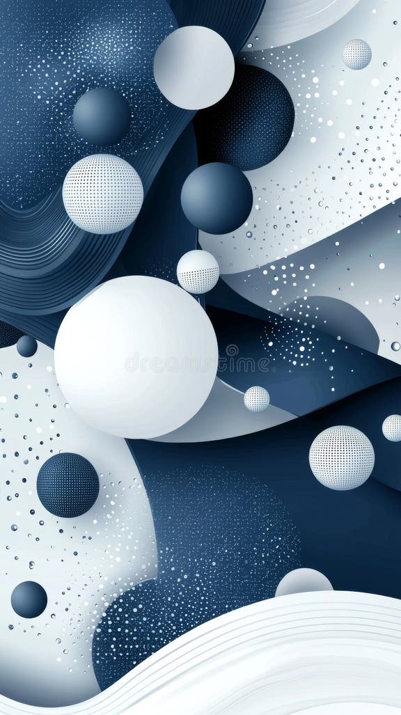 Modern Abstract Composition Featuring Floating Spheres of Various Sizes ...