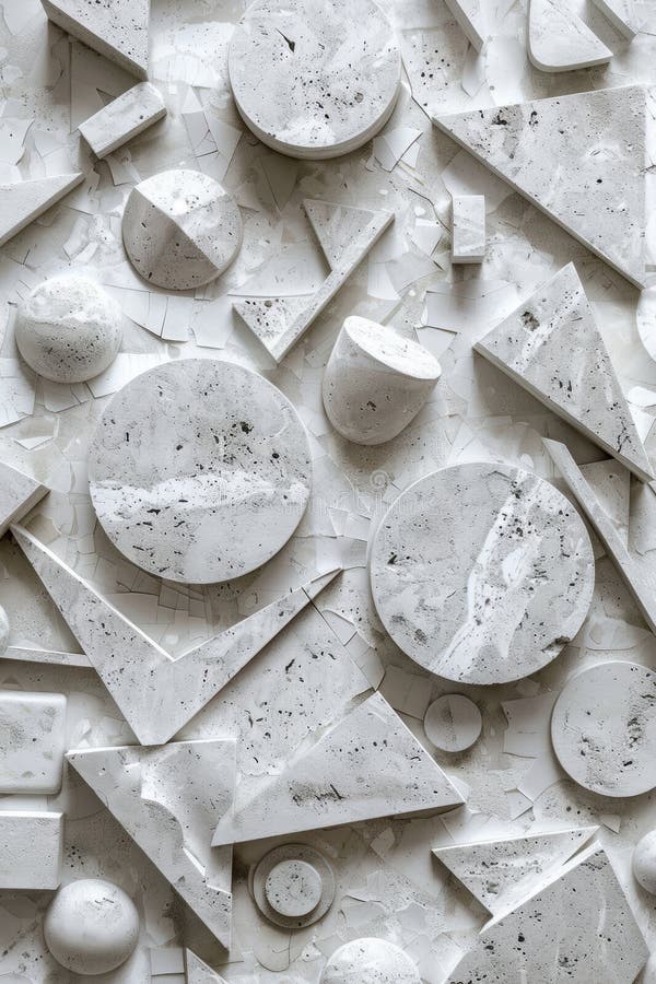 Modern Abstract Composition with Scattered Geometric Shapes in Neutral ...