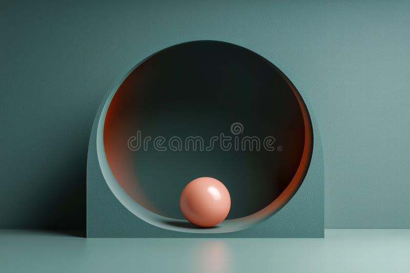 Modern Abstract Composition with Sphere Inside Circular Geometric ...